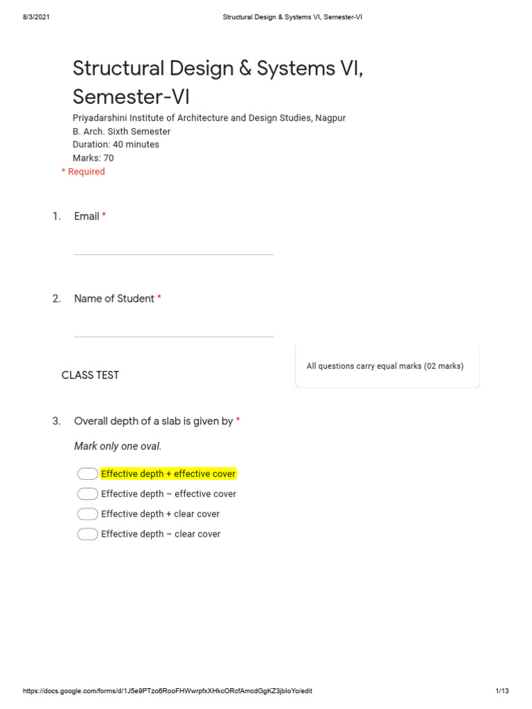 SDS VI CT solution- Google Forms | PDF | Beam (Structure) | Column