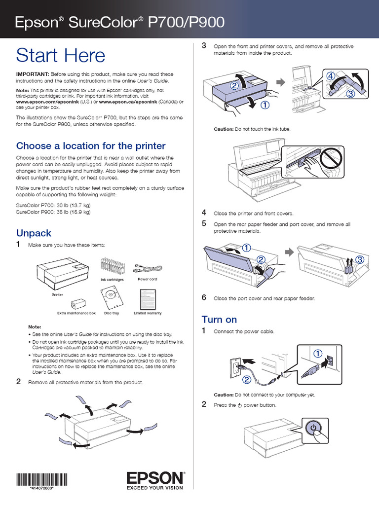 Epson P700 Quick Start Guide | PDF