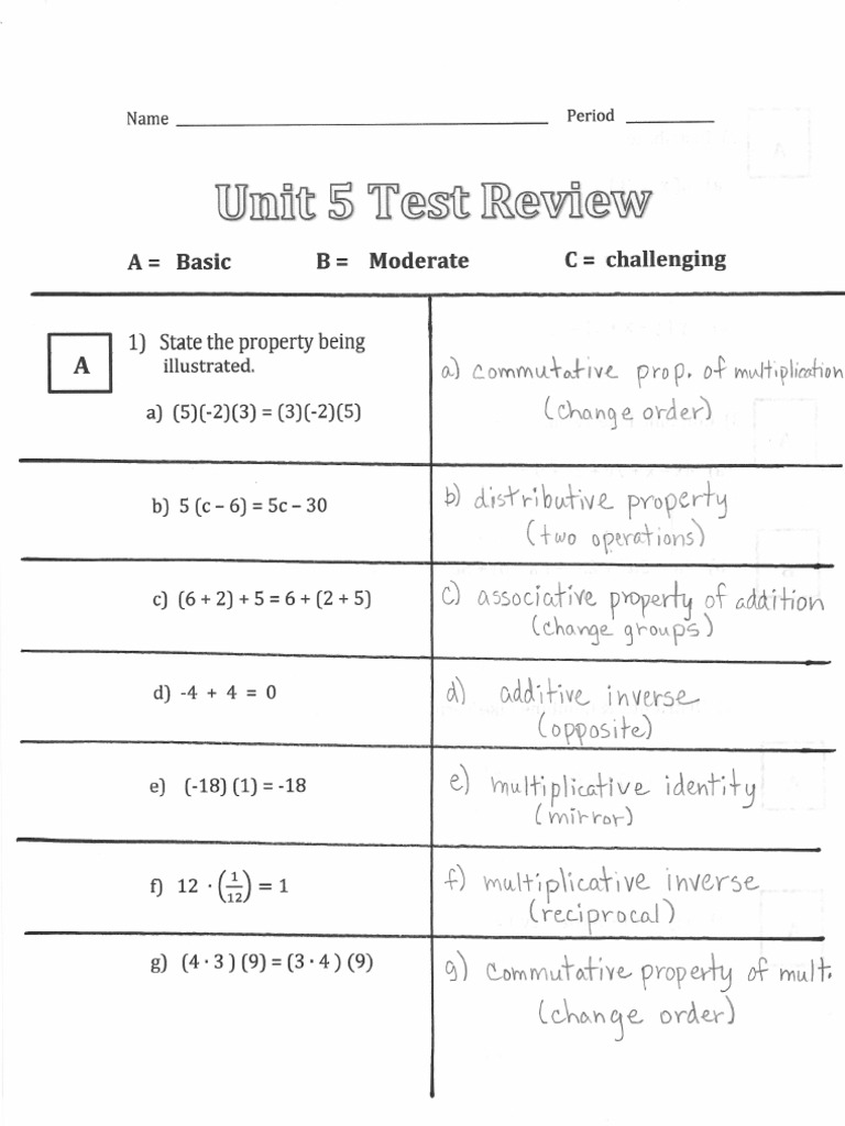 Unit 5 Test Review Packet Answer Key | PDF