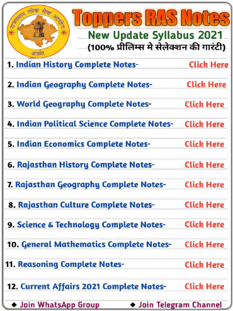 Toppers RAS Pre Full Notes | PDF