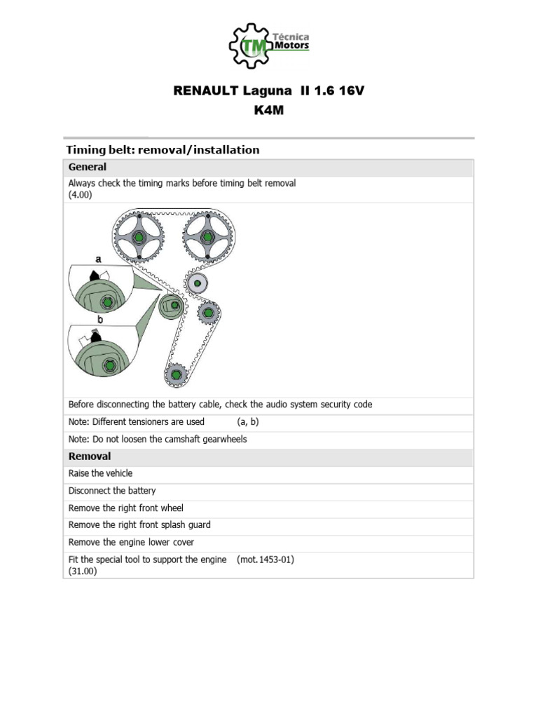 K4M Timing Belt | PDF | Belt (Mechanical) | Internal Combustion Engine
