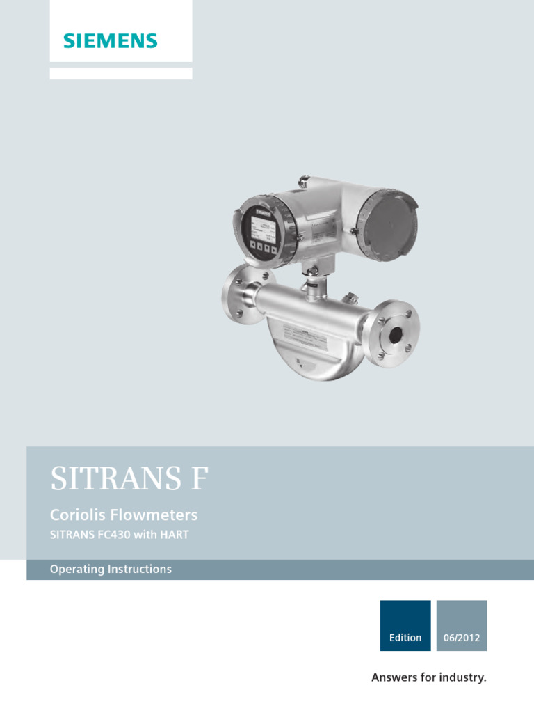 Siemens Sitrans Fc430 Hart | PDF | Menu (Computing) | Parameter (Computer Programming)