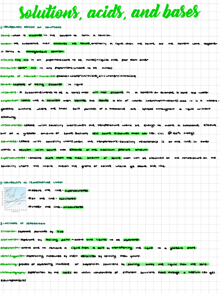 Solutions, Acids, And Bases Study Guide | PDF | Chemical Polarity | Acid