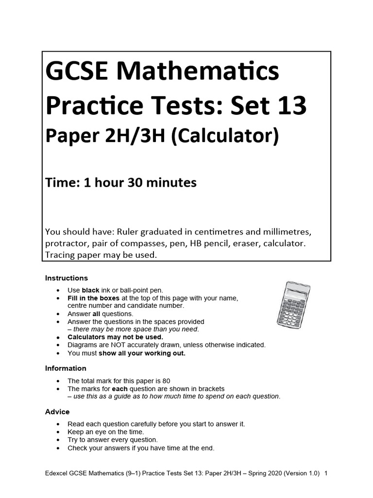 GCSE Maths Practice Tests Set 13 | PDF | Area | Metrology