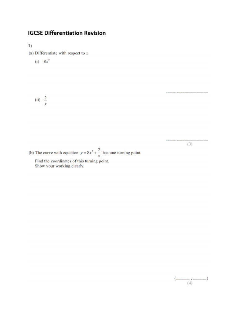 IGCSE Differentiation Revision | PDF | Technology & Engineering