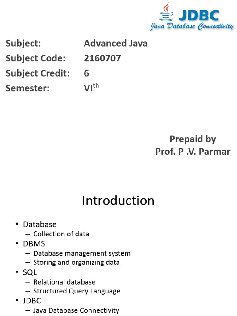 Unit - 1 | PDF | Databases | Java (Programming Language)