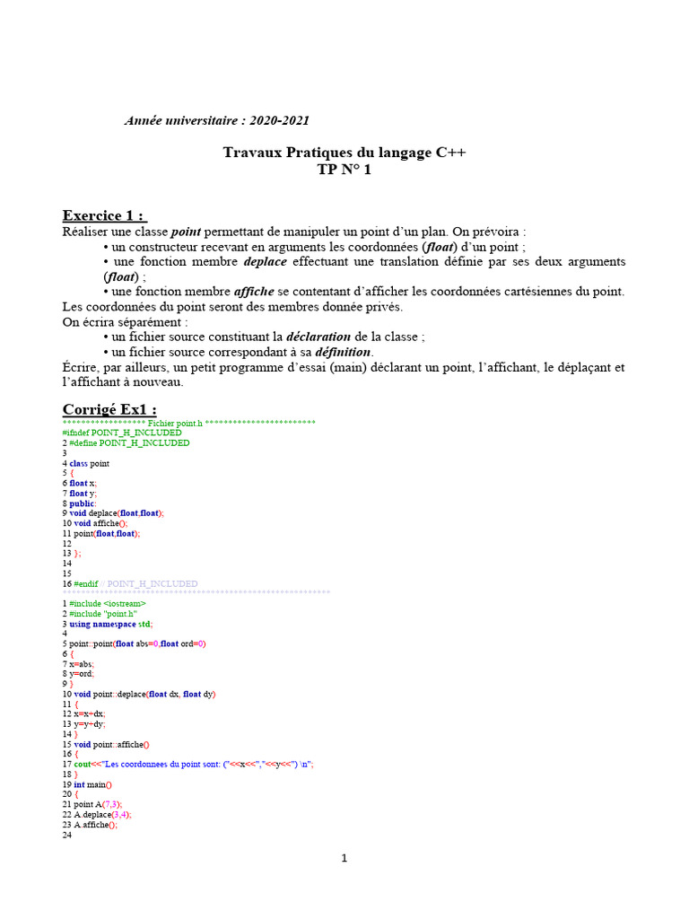 TP N 1 CCorrige | PDF