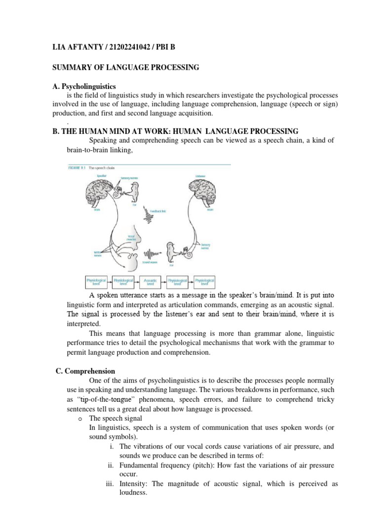Summary of Language Processing | PDF | Speech | Linguistics