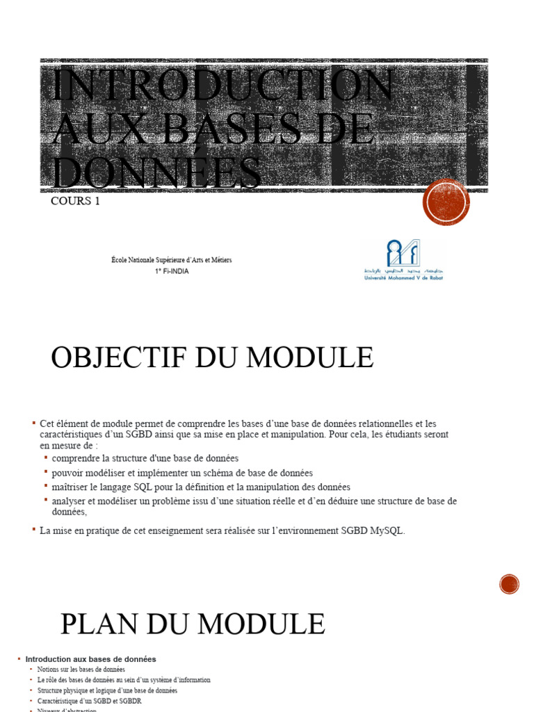 1-Introduction Generale Aux Bases de Donnees | PDF | Bases de données | Base de données ...