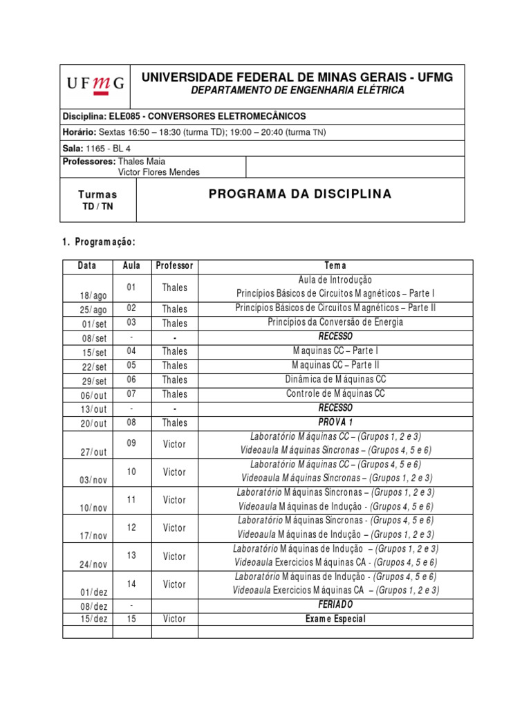Programa Da Disciplina | PDF | Informática | Engenharia