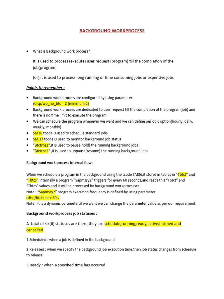 Background Workprocess | PDF