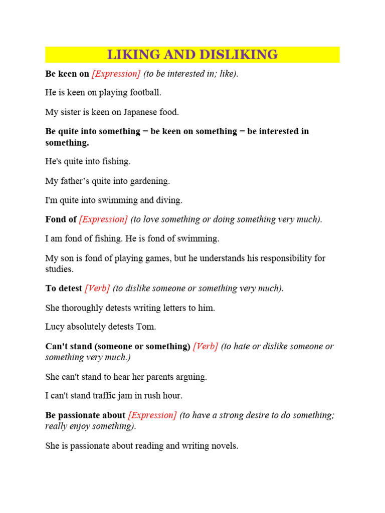 Liking and Disliking | PDF