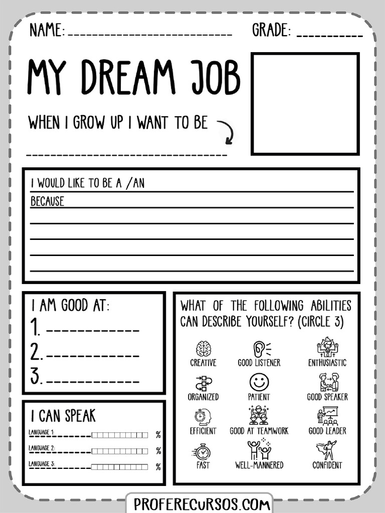 My Dream Job Worksheets Proferecursos | PDF
