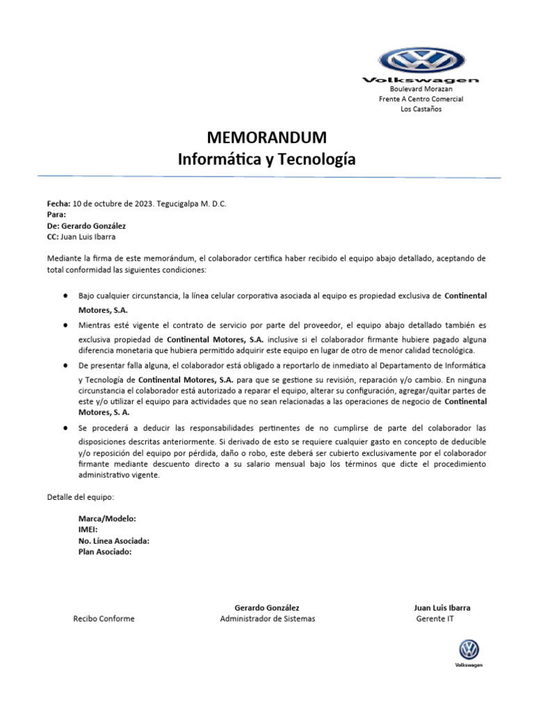 Memorandum Informática y Tecnología | Descargar gratis PDF | Business | Economias