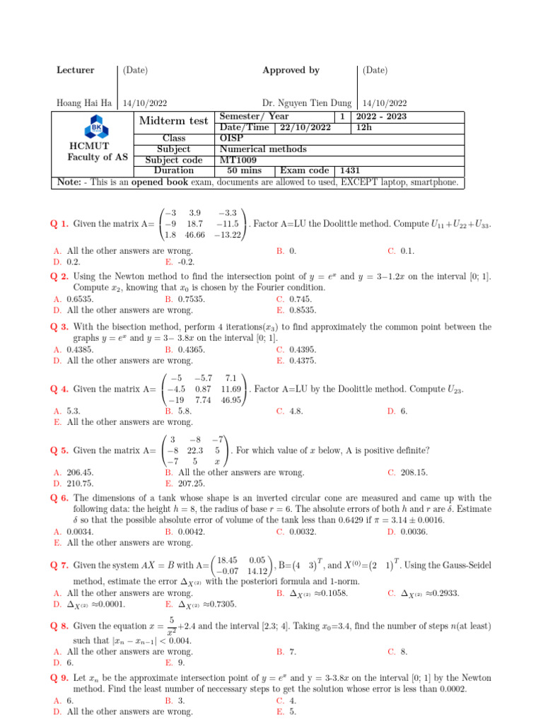 DE1431 | PDF | Algebra | Mathematical Relations