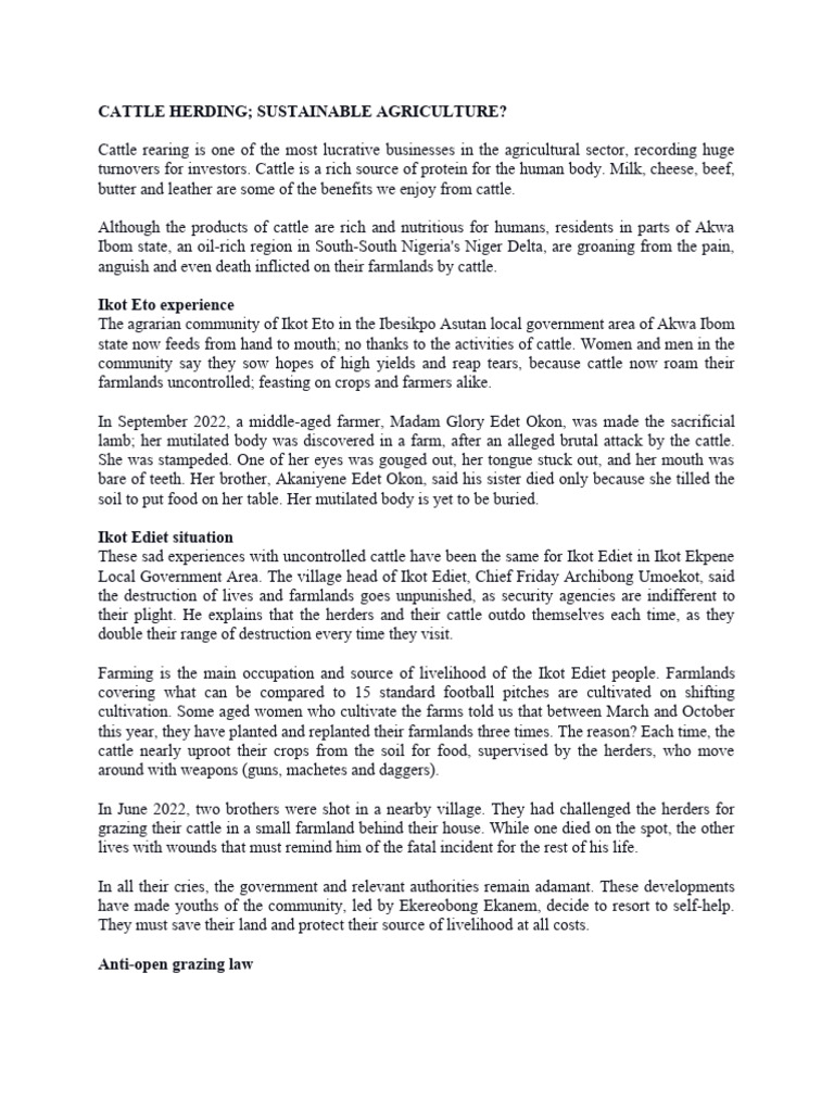Cattle Crisis in Akwa Ibom, Nigeria | PDF | Social Science | Technology ...