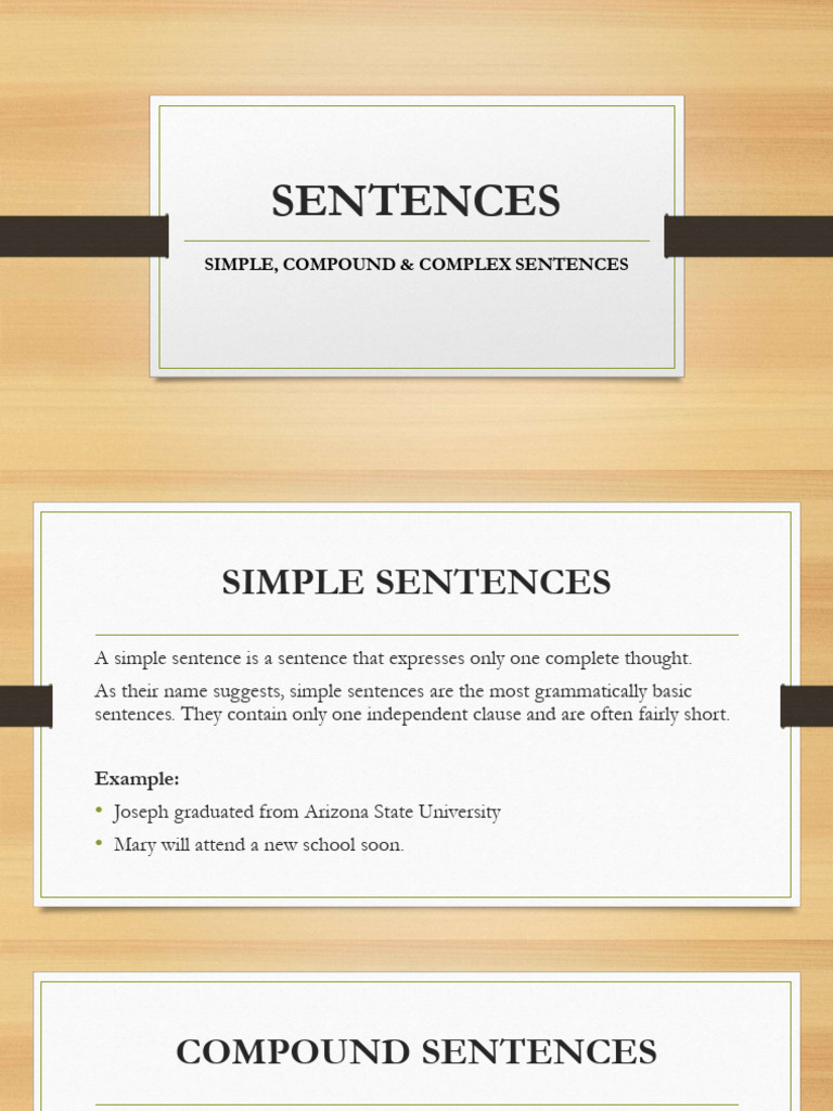 Sentences - Simple and Compound, Etc | PDF | Sentence (Linguistics) | Language Mechanics