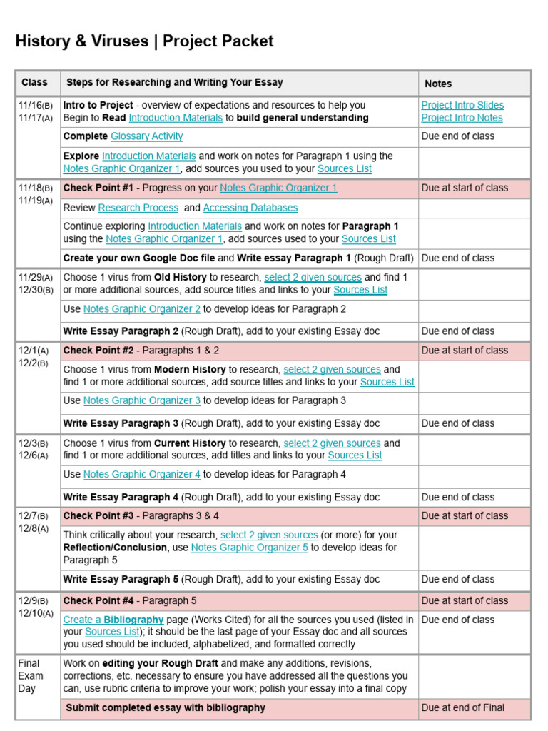 History Viruses Project Packet | PDF | Infection | Pandemic