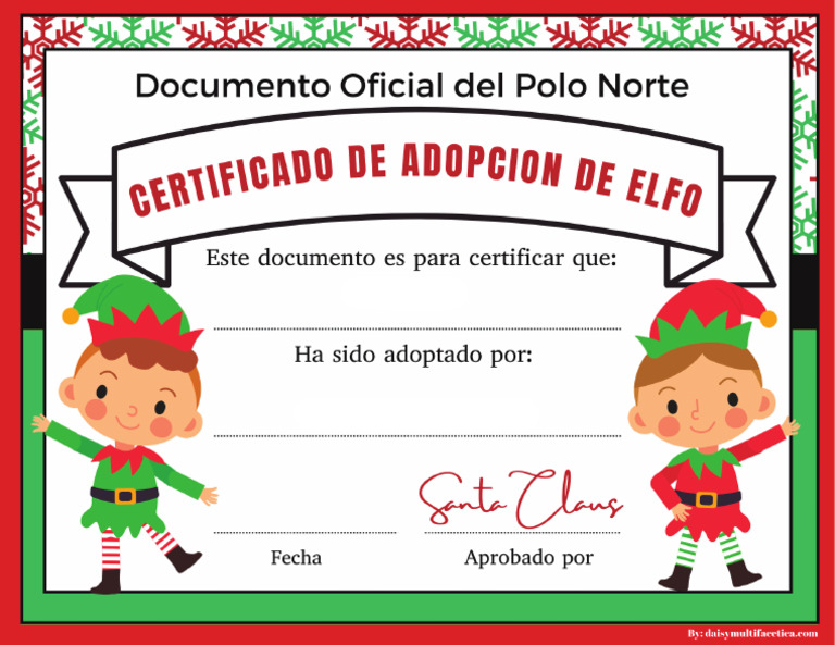 CERTIFICADO DE ADOPCION ELF ON THE SHELF | PDF