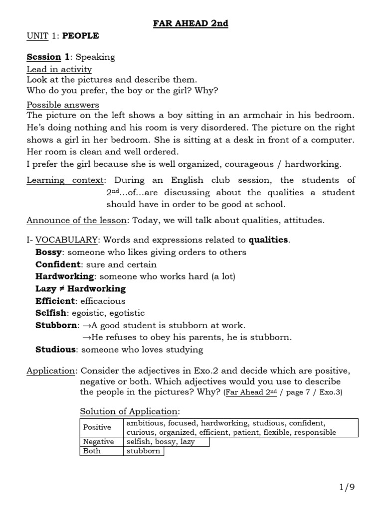 2nd Unit 1 All Sessions | PDF | Taste | English Language