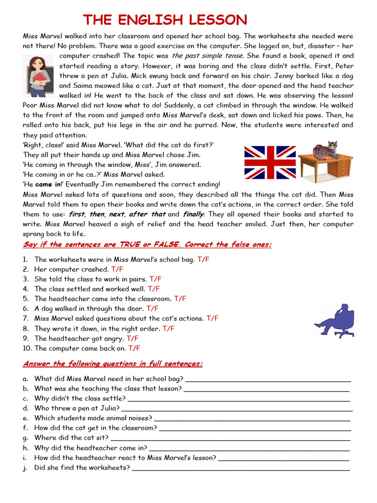 RC The English Lesson Reading Comprehension Exercises - 141710 | PDF ...