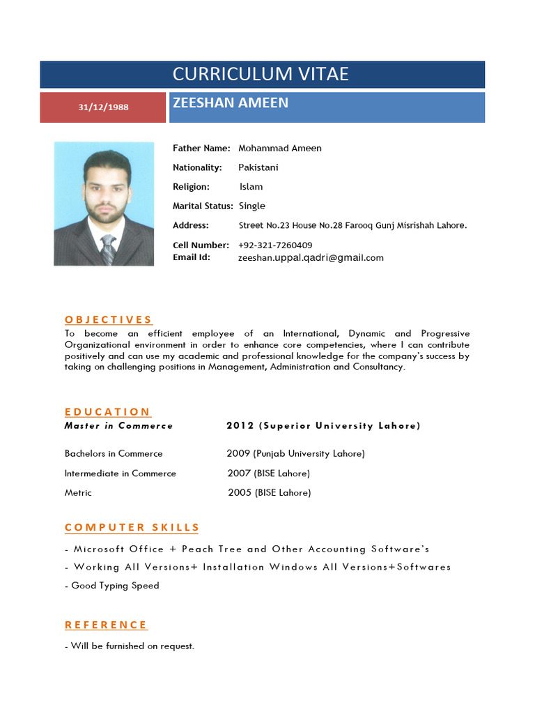 Zeeshan Ameen's CV and Qualifications | PDF