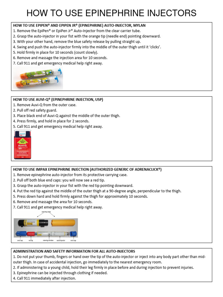 EpiPen and Auto-Injector Usage Guide | PDF | Self-Improvement | Science ...