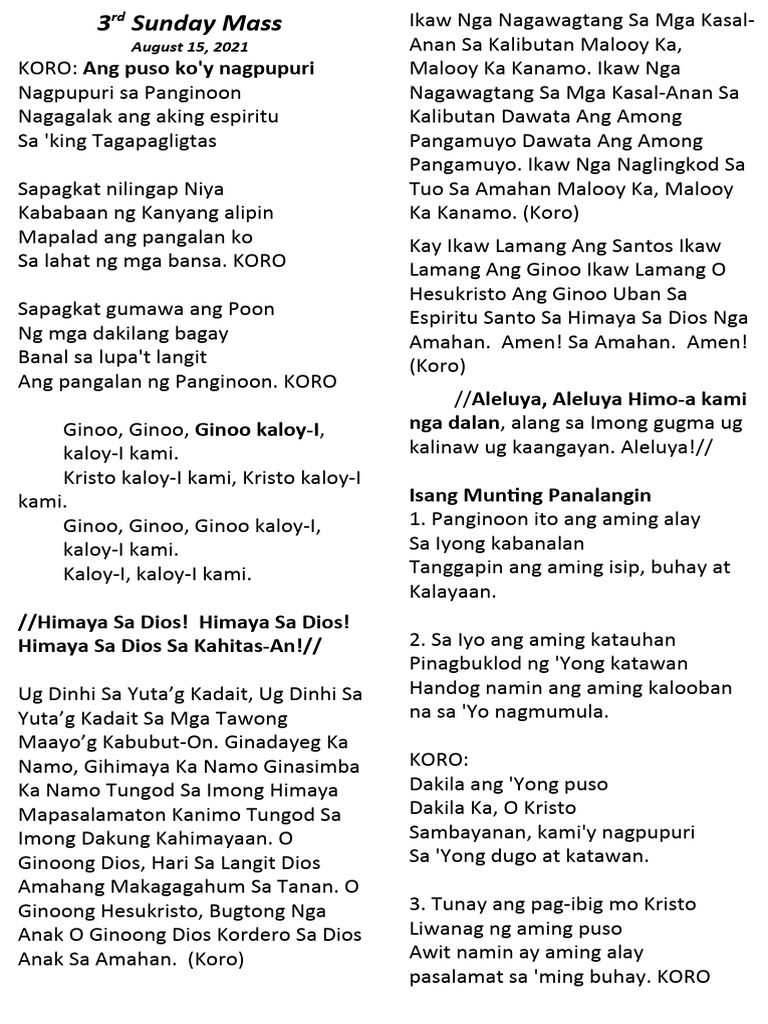 3rd Sunday Mass | PDF