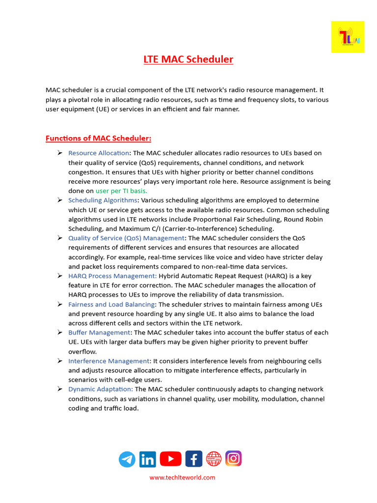 LTE MAC Scheduler | PDF | Scheduling (Computing) | Quality Of Service