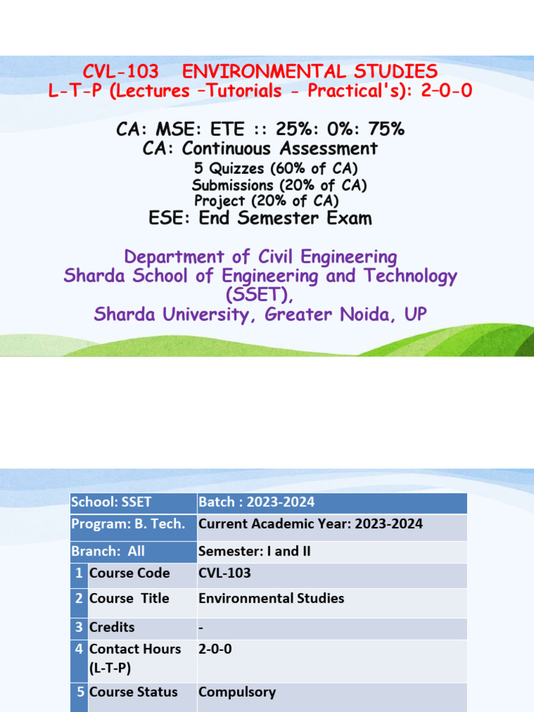Environmental Studies Course Overview | PDF | Sustainability | Natural ...