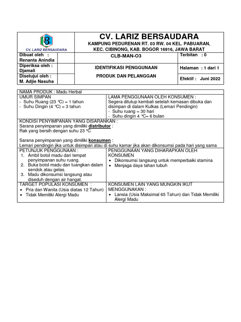Panduan Penyimpanan dan Penggunaan Madu | PDF