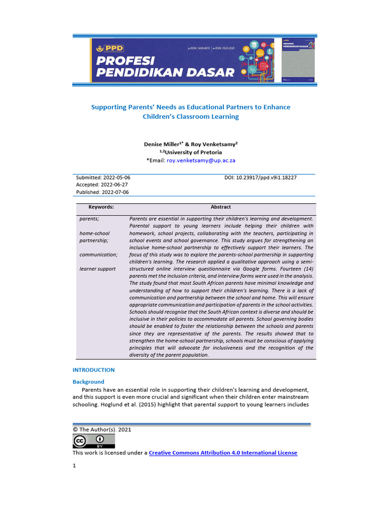 Supporting Parents Needs As Educational | PDF