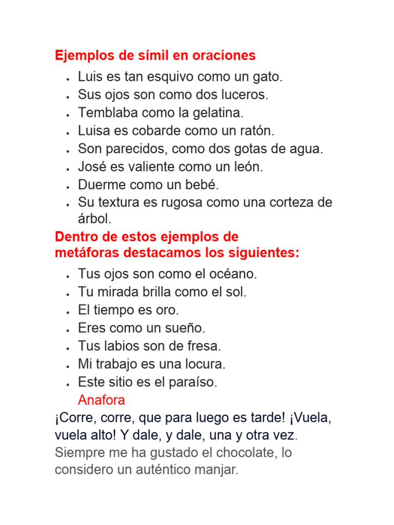 Ejemplos de Símil | PDF