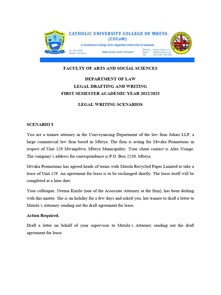 Scenario I- Legal Drafting | PDF