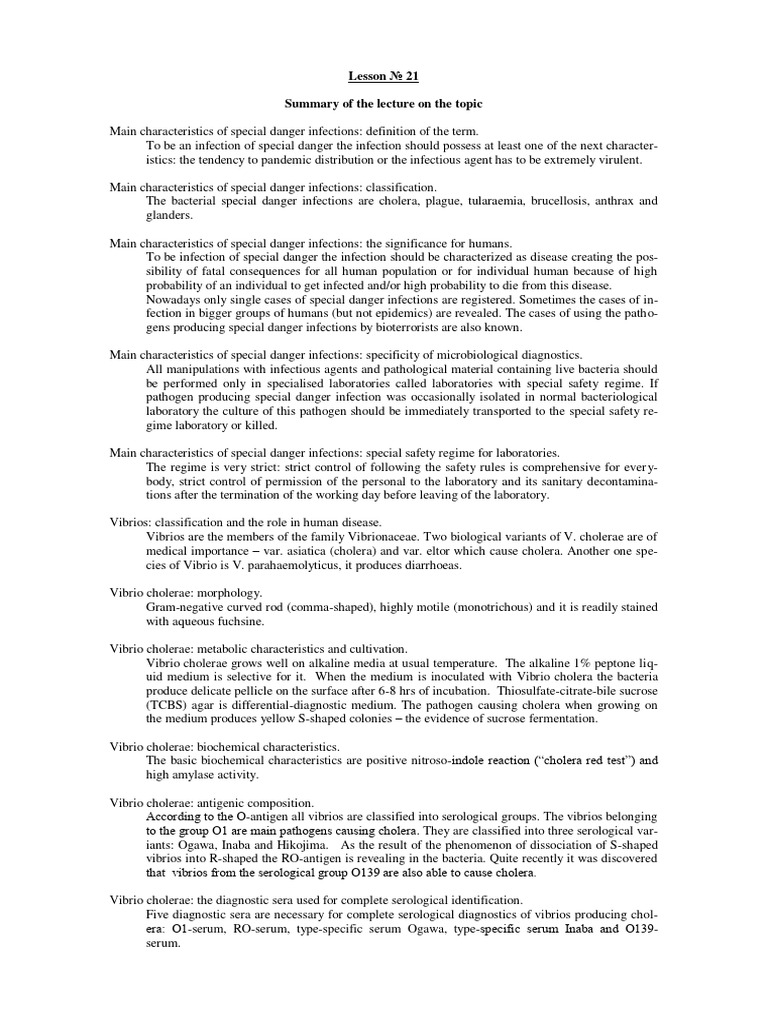 Summary of The Lecture On Lesson 21 | PDF | Infection | Bacteria