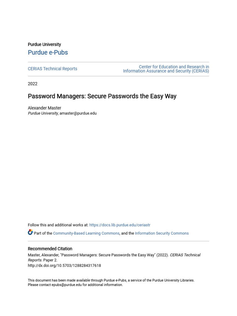 Password Managers Secure Passwords The Easy Way | PDF | Password ...