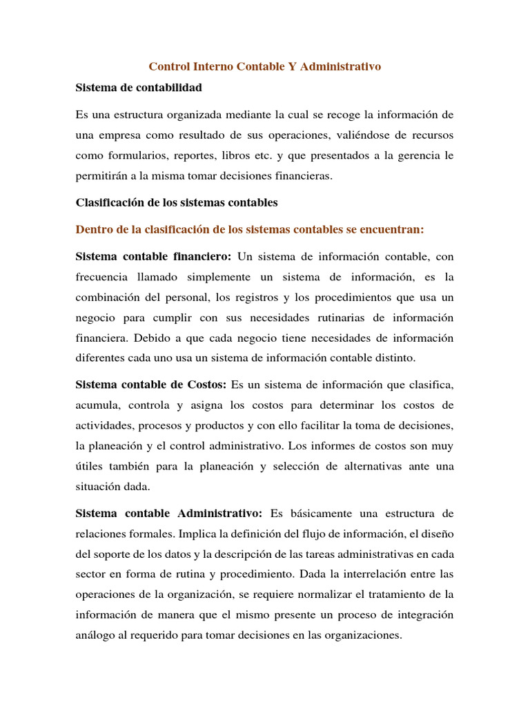 Control Interno Contable Y Administrativo | PDF | Contabilidad | Business