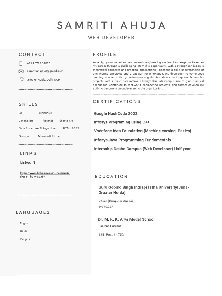 SAmriti Ahuja | PDF | Java Script | Computer Programming