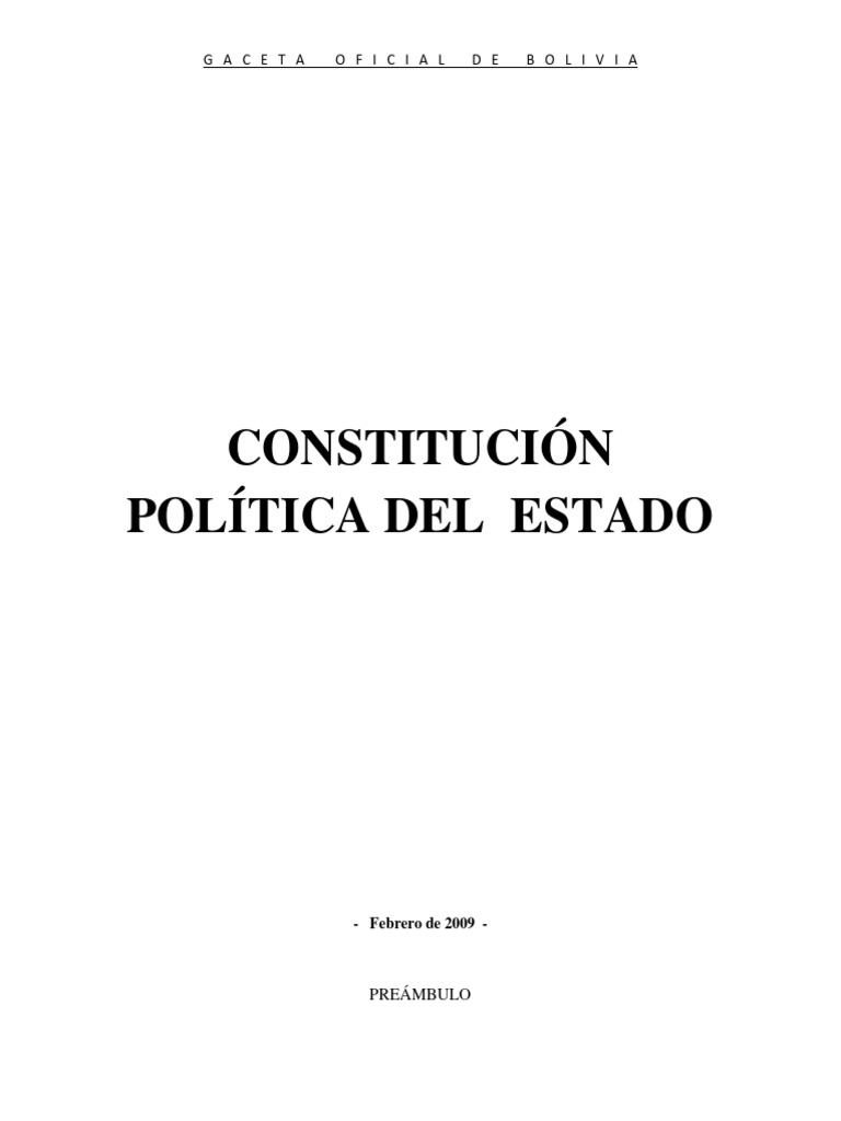 BOLIVIA Constitución Política Del Estado 2009 | PDF