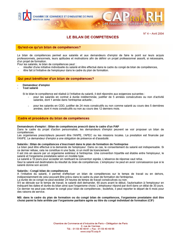 Bilan de Competences | PDF