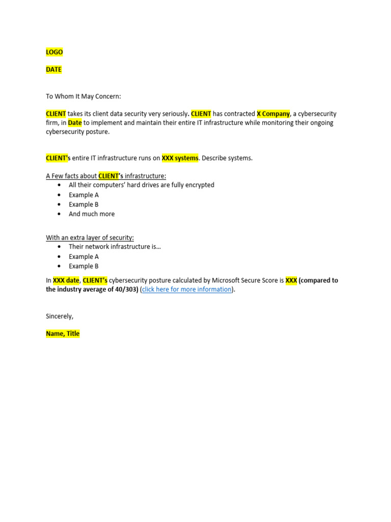 Security Attestation Letter Template | PDF