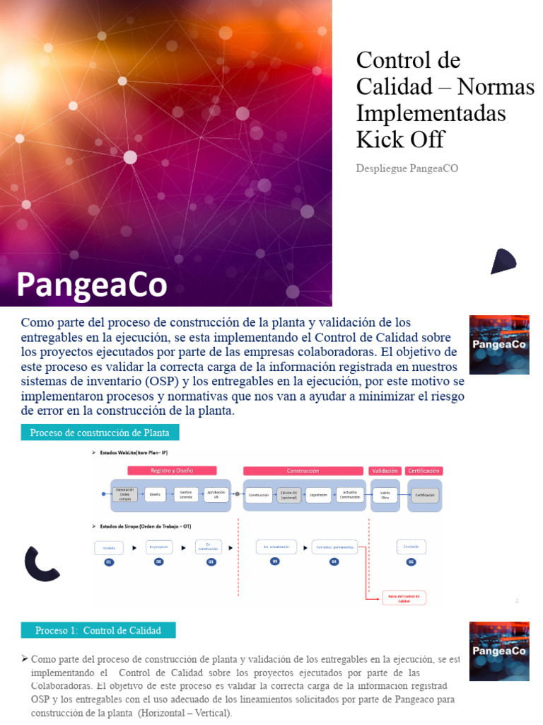 Control de Calidad Pangea - Normativas Realizadas Kick Off | PDF ...