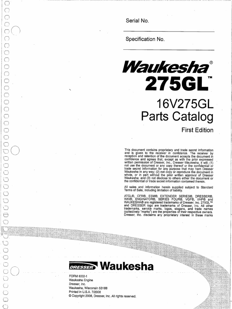 16V275GL Parts Manual Form 6332-1 | PDF