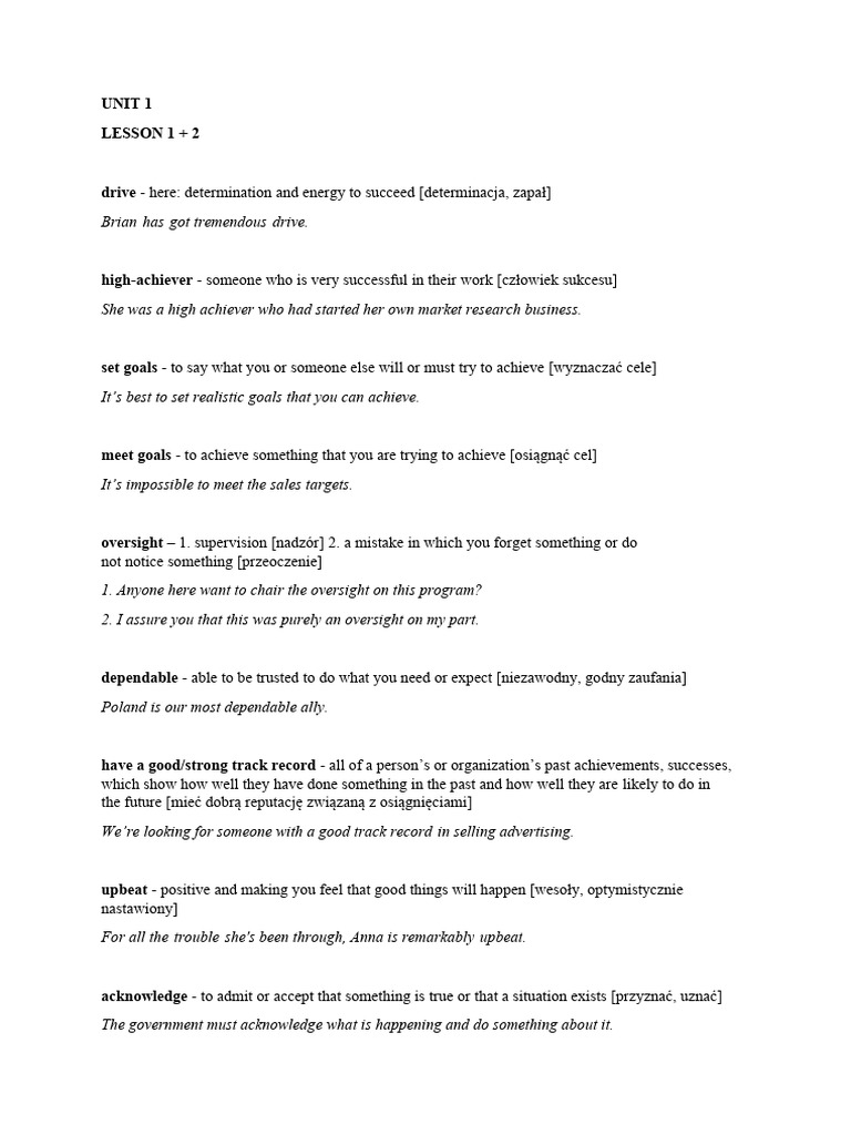 Start-Up 8 Unit 1 Lesson 1 & 2 Vocabulary | PDF