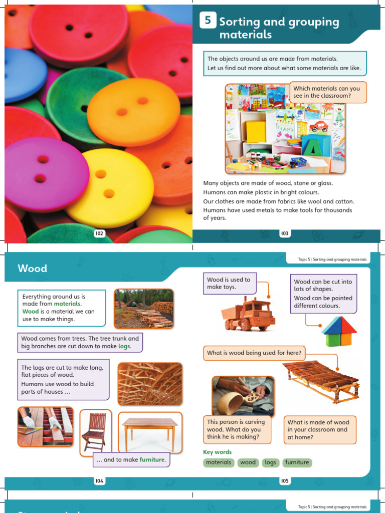 Sorting and Grouping Materials Guide | PDF | Wood | Textiles