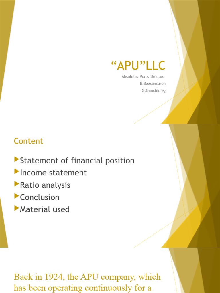 "Apu"Llc: Absolute. Pure. Unique. B.Baasansuren G.Ganchimeg | PDF ...