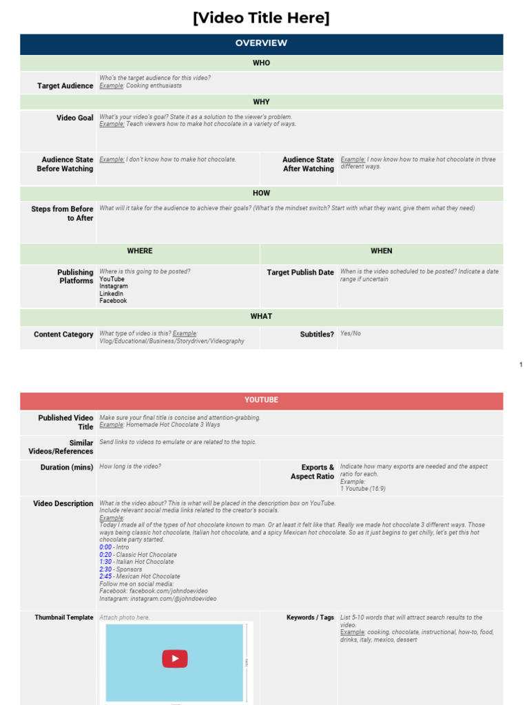 VH Scripting Template | PDF | Chocolate | You Tube