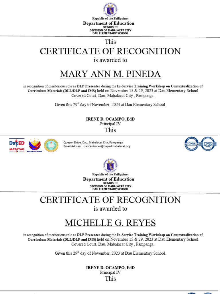 Certificate For DLP Presenter | PDF | Information And Communications ...