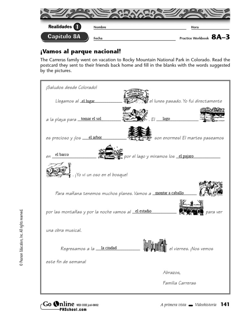Realidades 1 8A-3 | PDF