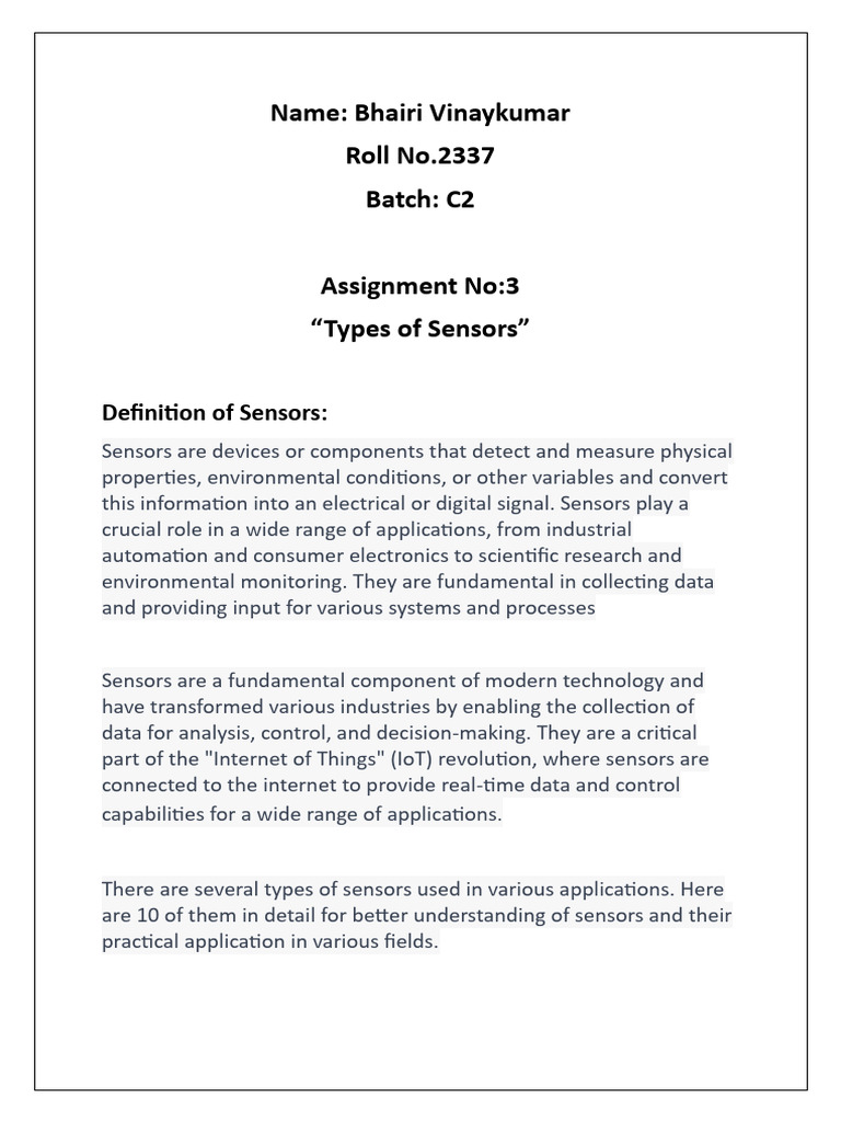 2337 Types of Sensors | PDF